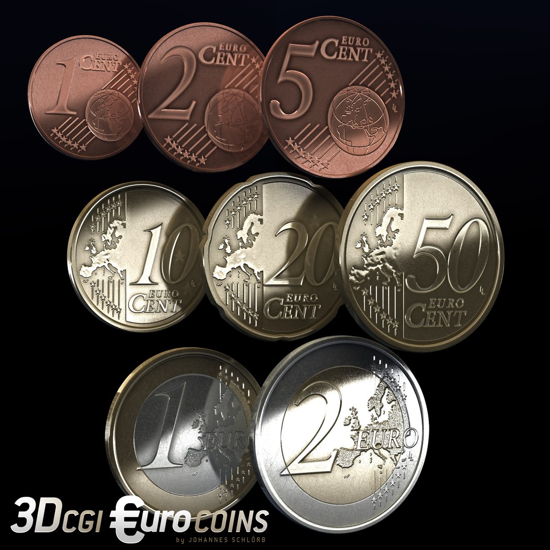 Euro Coins 3d Model
