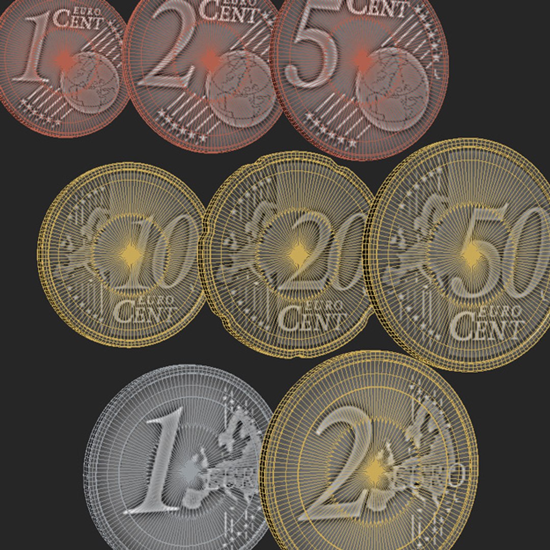 Euro Coins 3d Model