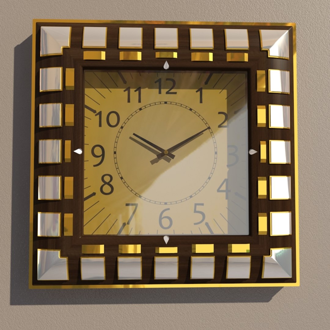 Square Wall Clock Decoration 3D Model - TurboSquid 1605612