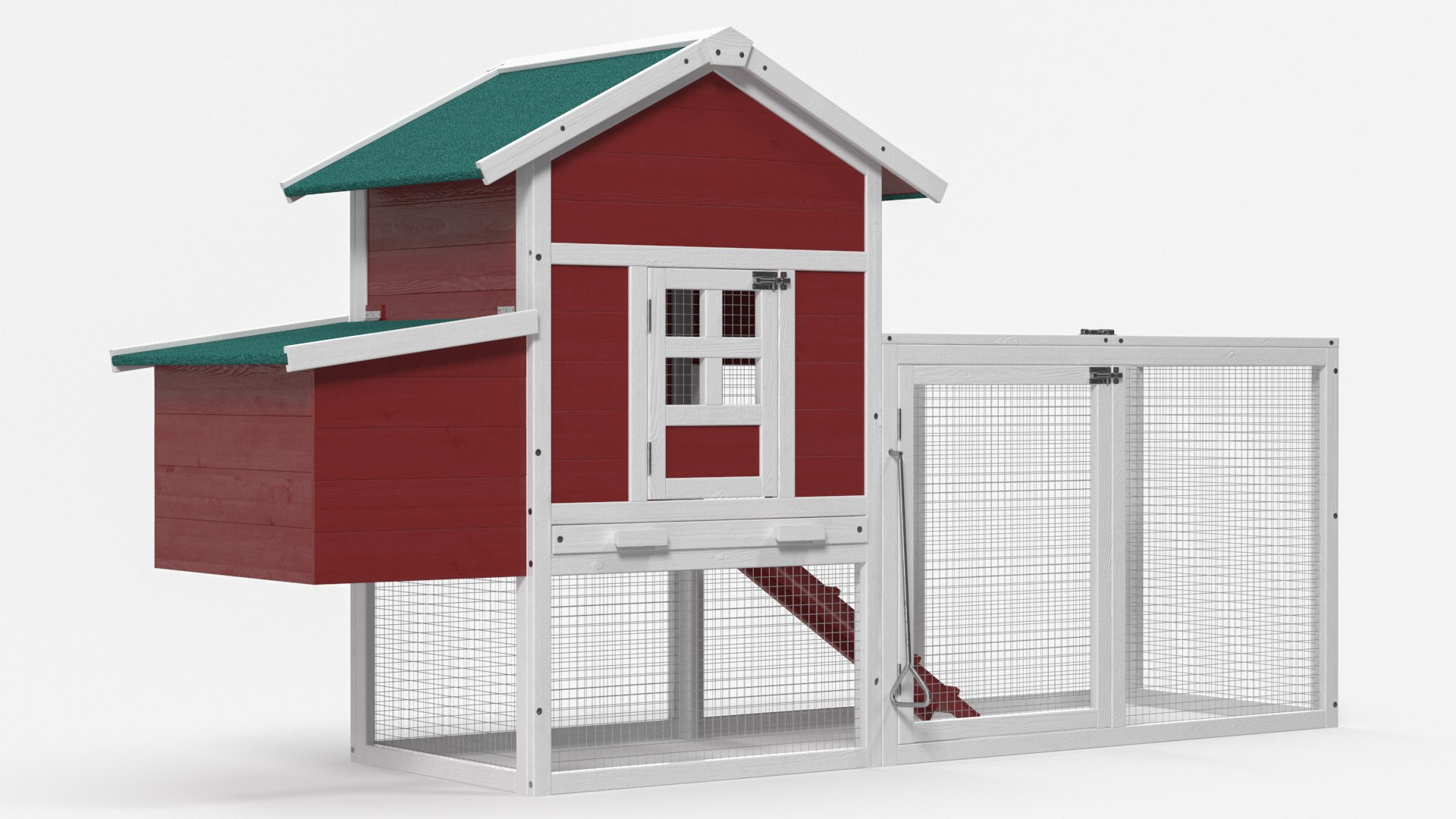 Red Small Chicken Coop With Chicken Run Empty 3D Model - TurboSquid 1856072