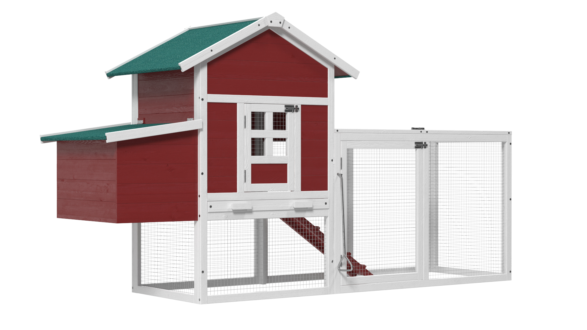 Red Small Chicken Coop With Chicken Run Empty 3D Model - TurboSquid 1856072