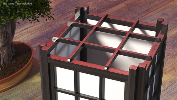 modelo 3d Linterna de piso Shoji de papel de arroz - TurboSquid 1888648