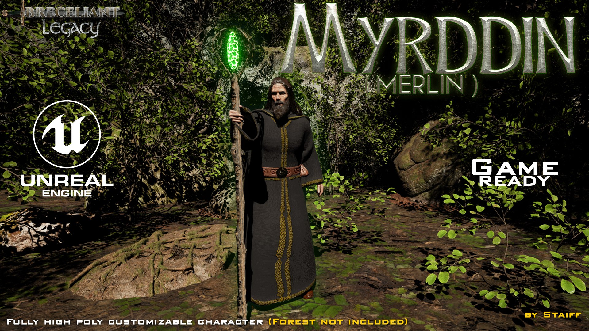 modèle 3D de Myrddin alias Merlin Unreal 5 Personnage - TurboSquid 2040066