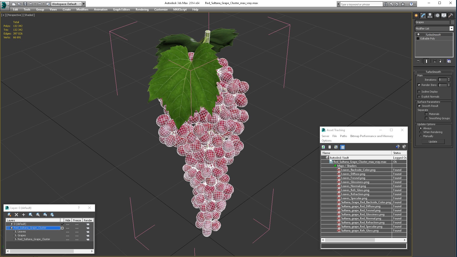 3D Red Sultana Grape Cluster Model - TurboSquid 2179076