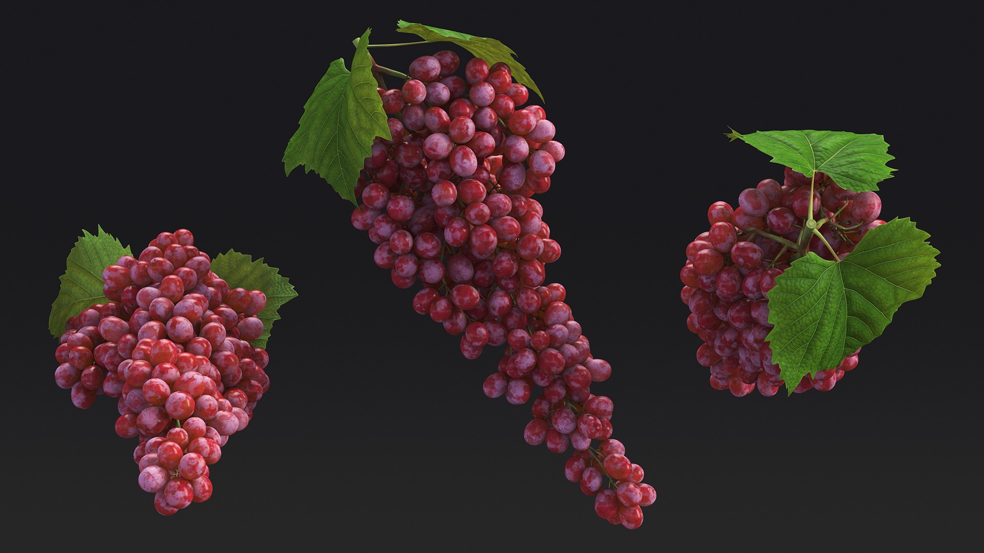 3D Red Sultana Grape Cluster Model - TurboSquid 2179076