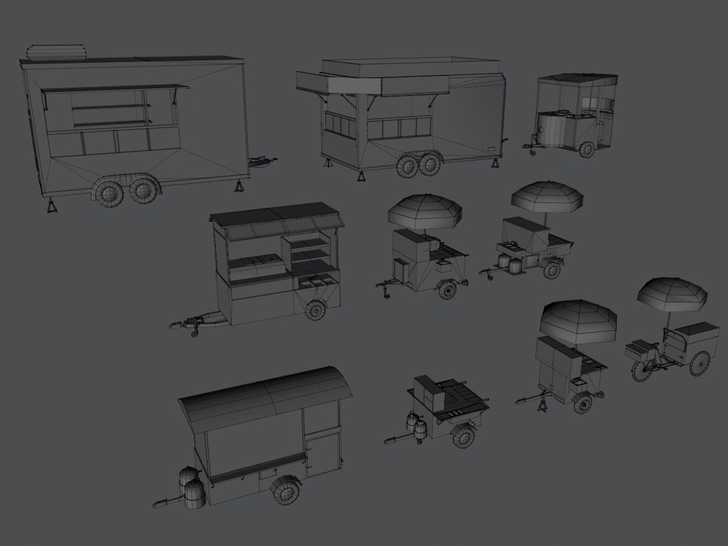 3d model of pack food stands