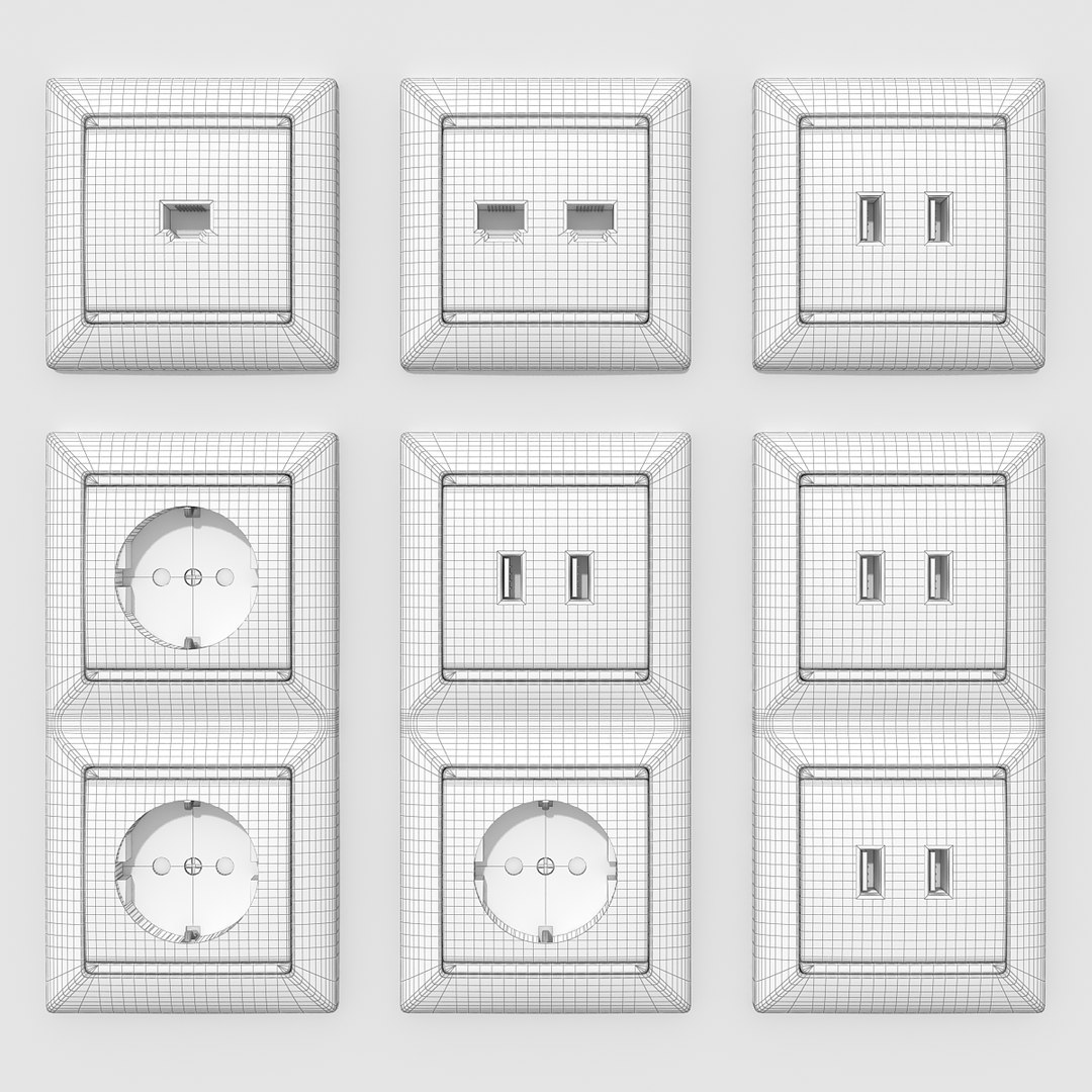 Wall Switches Sockets 3d 3ds
