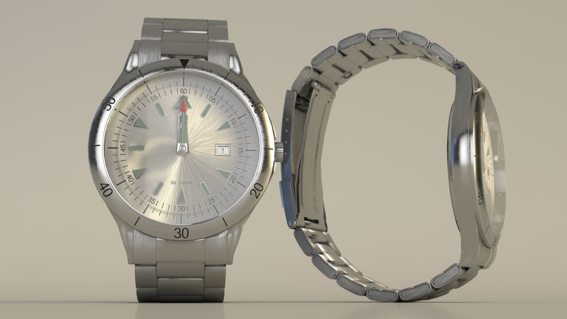 3D Watch Stainless Steel Model - TurboSquid 1552642