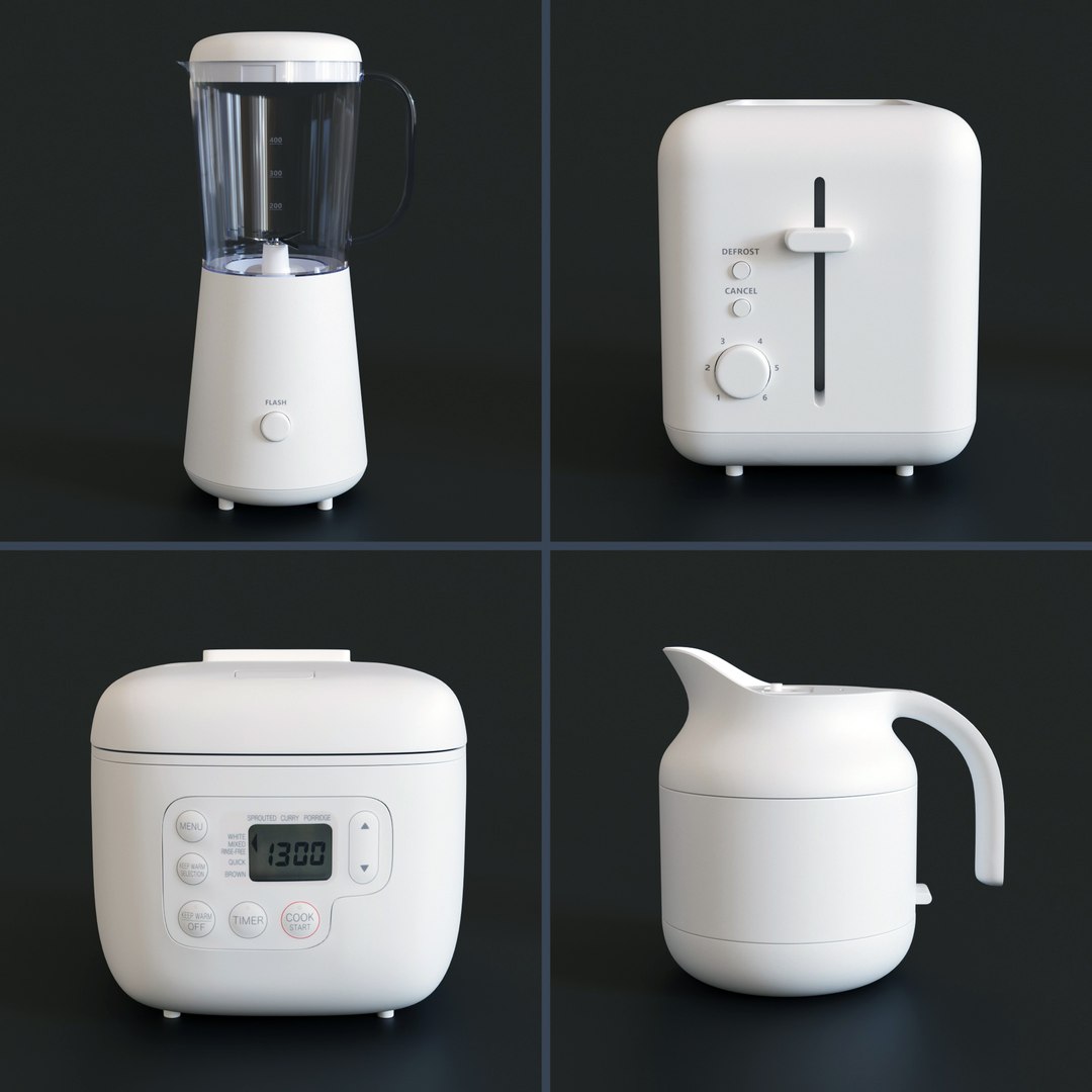 3D Muji Kitchen Toaster Teapot Model - TurboSquid 1450695