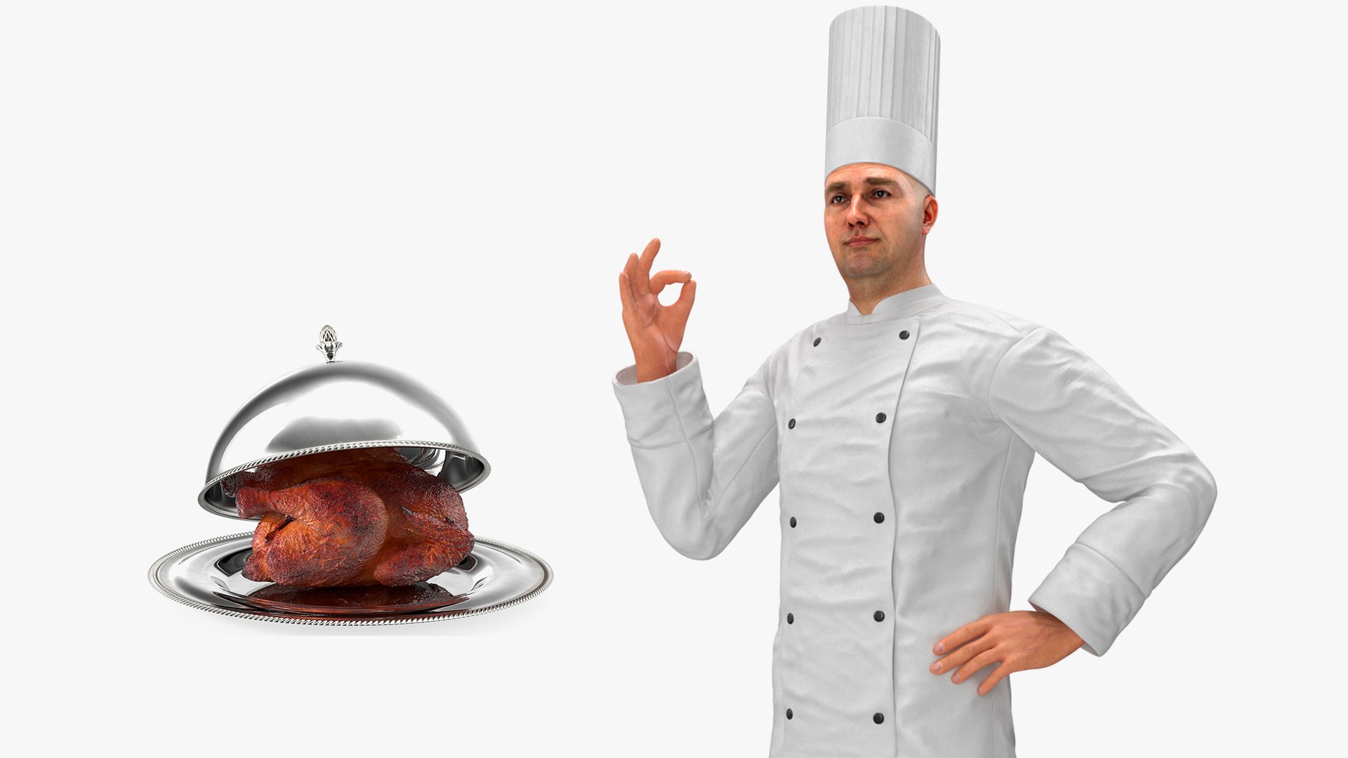 Professional Chef With Roasted Turkey Collection Model - TurboSquid 2346613