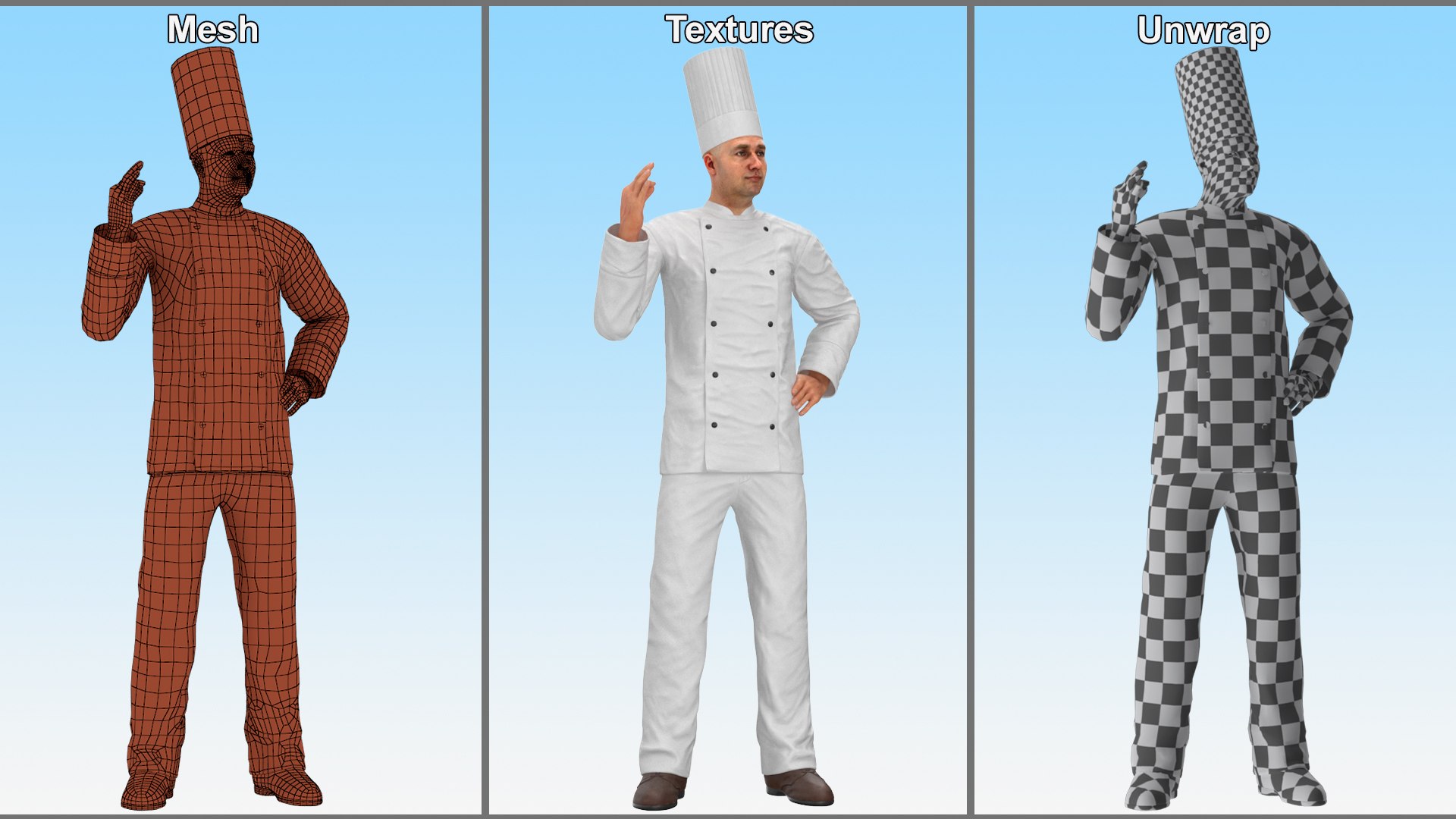 Professional Chef With Roasted Turkey Collection Model - TurboSquid 2346613
