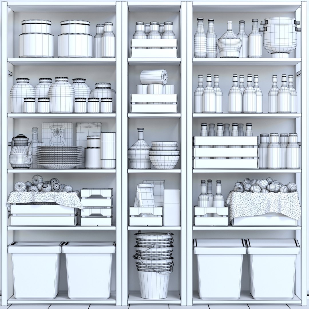 3D Kitchen Shelf Model - TurboSquid 1404655