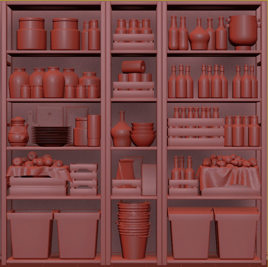 3D Kitchen Shelf Model - TurboSquid 1404655