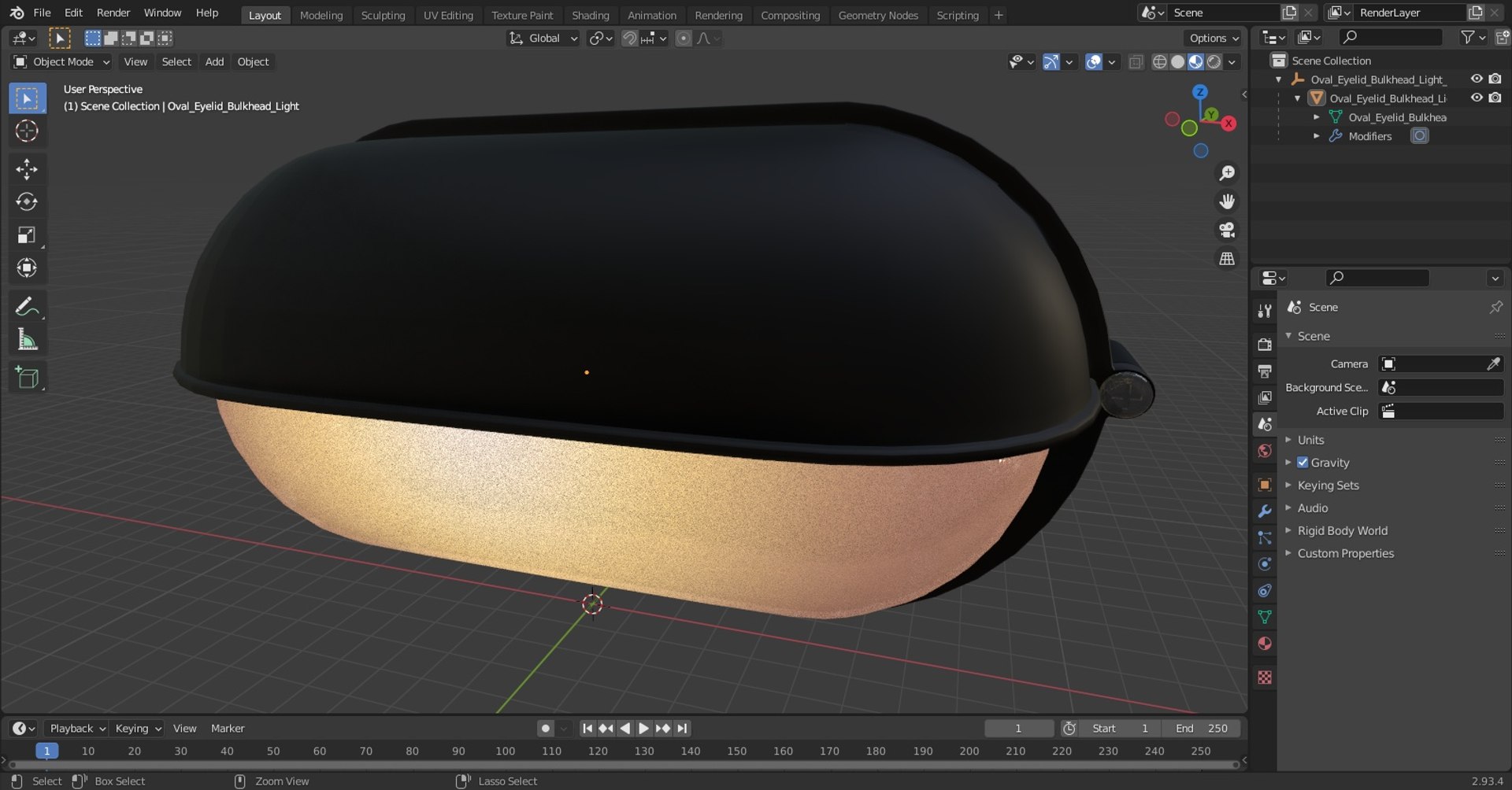 3D model Oval Eyelid Bulkhead Light Switched on - TurboSquid 1978395