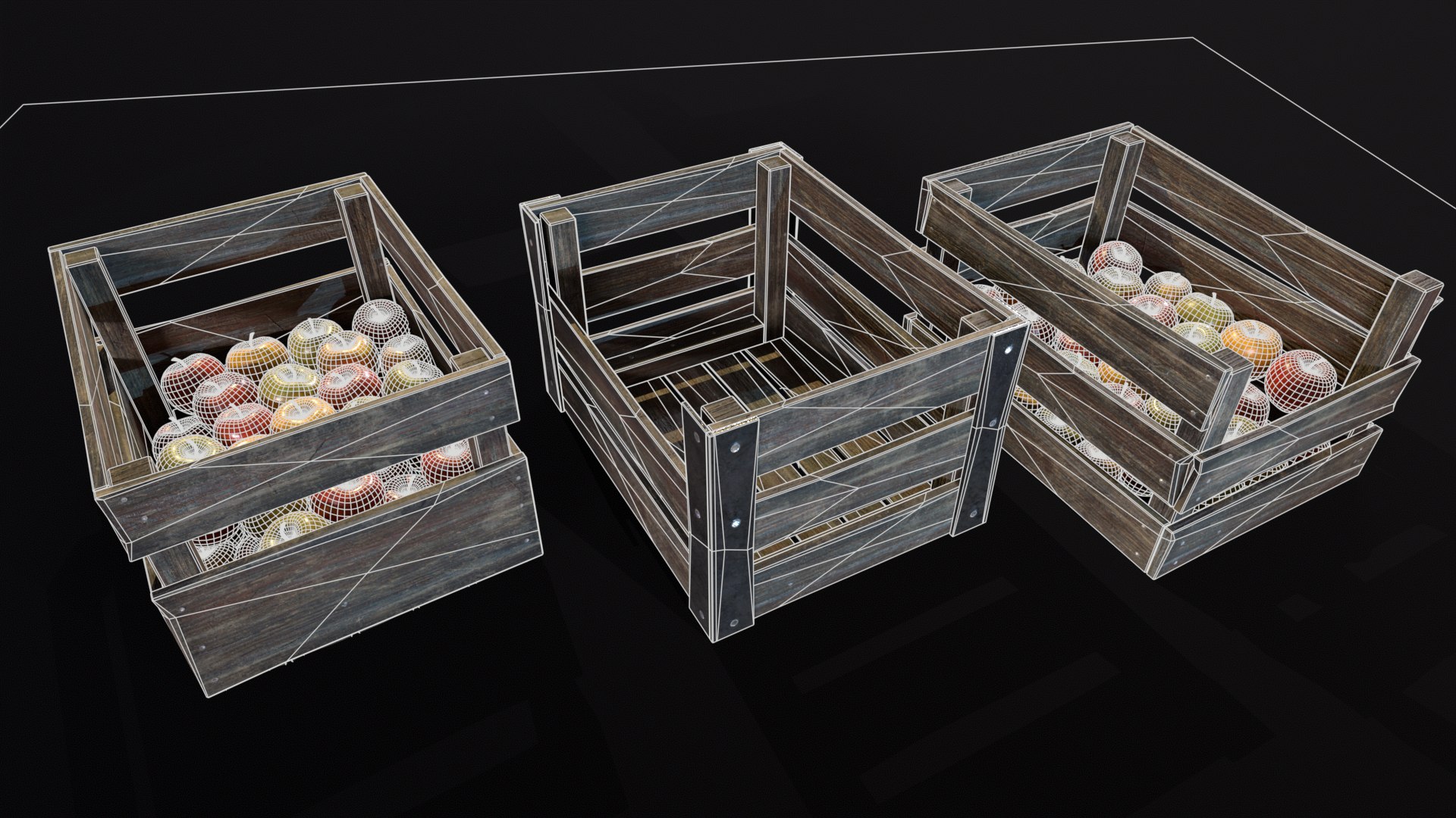 Old Used Medieval Apple Crates 3D - TurboSquid 2119731