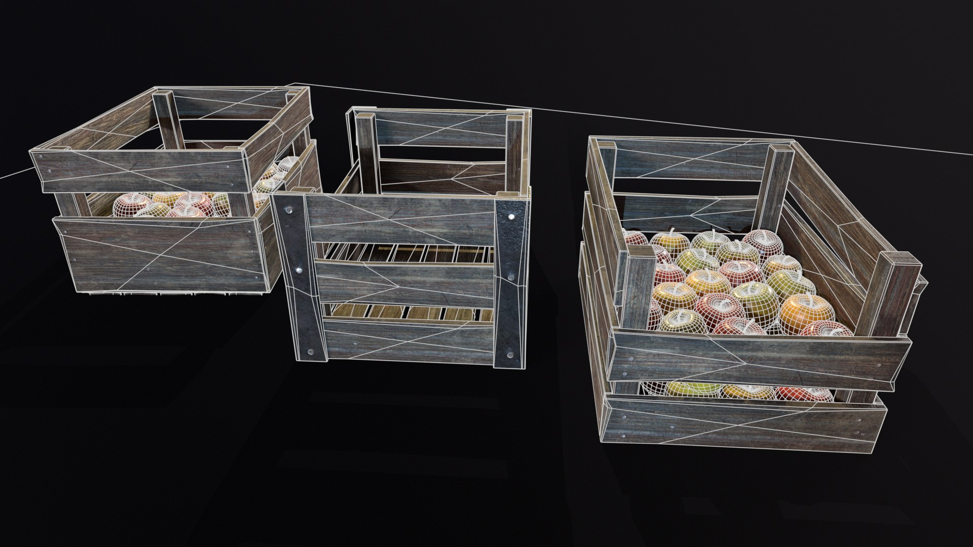 Old Used Medieval Apple Crates 3D - TurboSquid 2119731