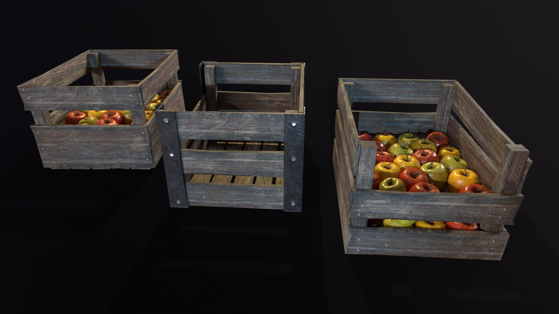 Old Used Medieval Apple Crates 3D - TurboSquid 2119731