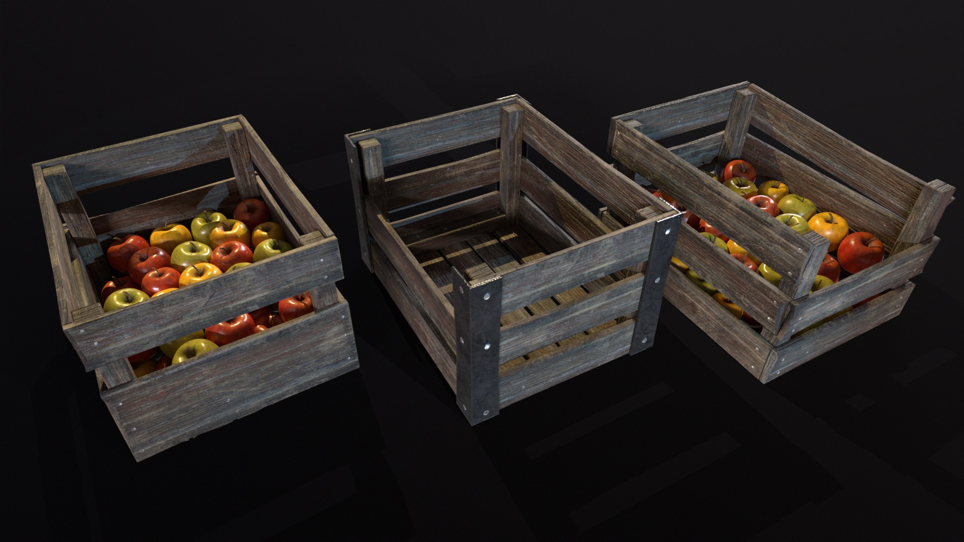 Old Used Medieval Apple Crates 3D - TurboSquid 2119731