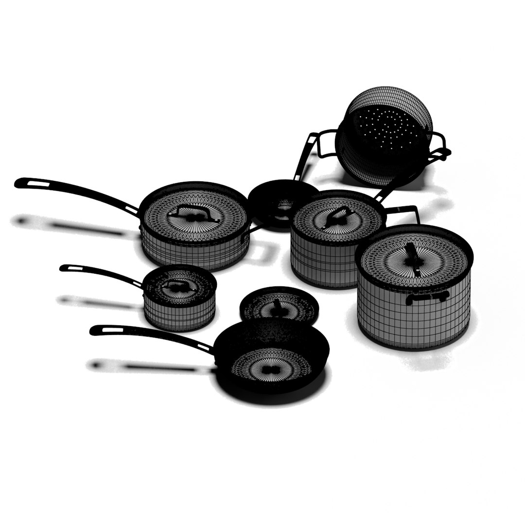 Kitchen Pans Pots Set 3D Model - TurboSquid 1457205