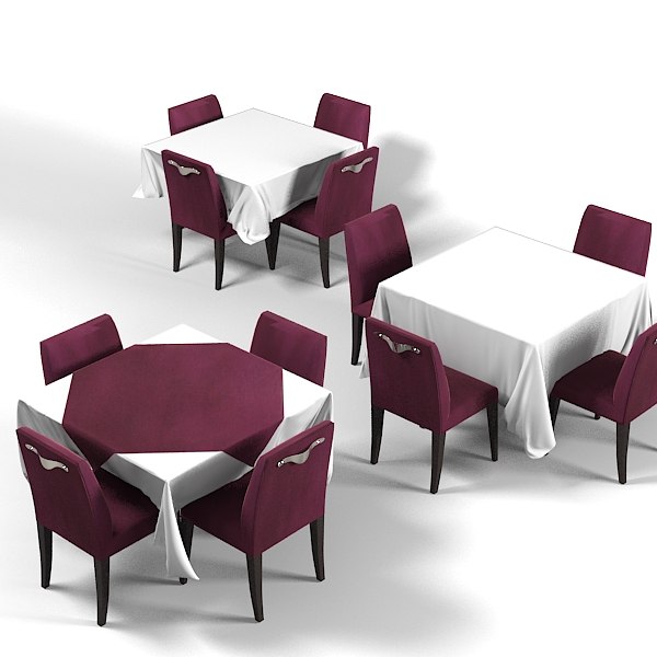 3d tablecloth rectangular restaurant model