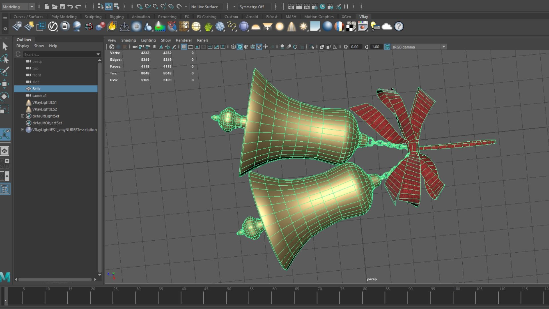 3D 3D Christmas Bells Model Golden With Red Ribbon - TurboSquid 2458930
