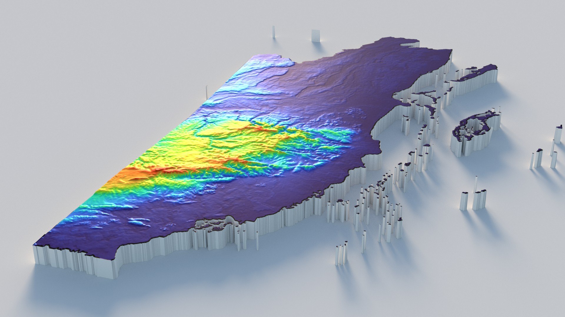 3D Model Belize Terrain Map - TurboSquid 2335452