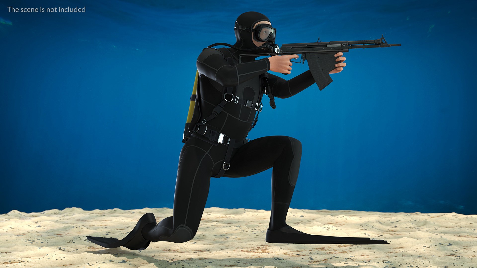 3D Combat Swimmer With Underwater Rifle APS Model - TurboSquid 1883180