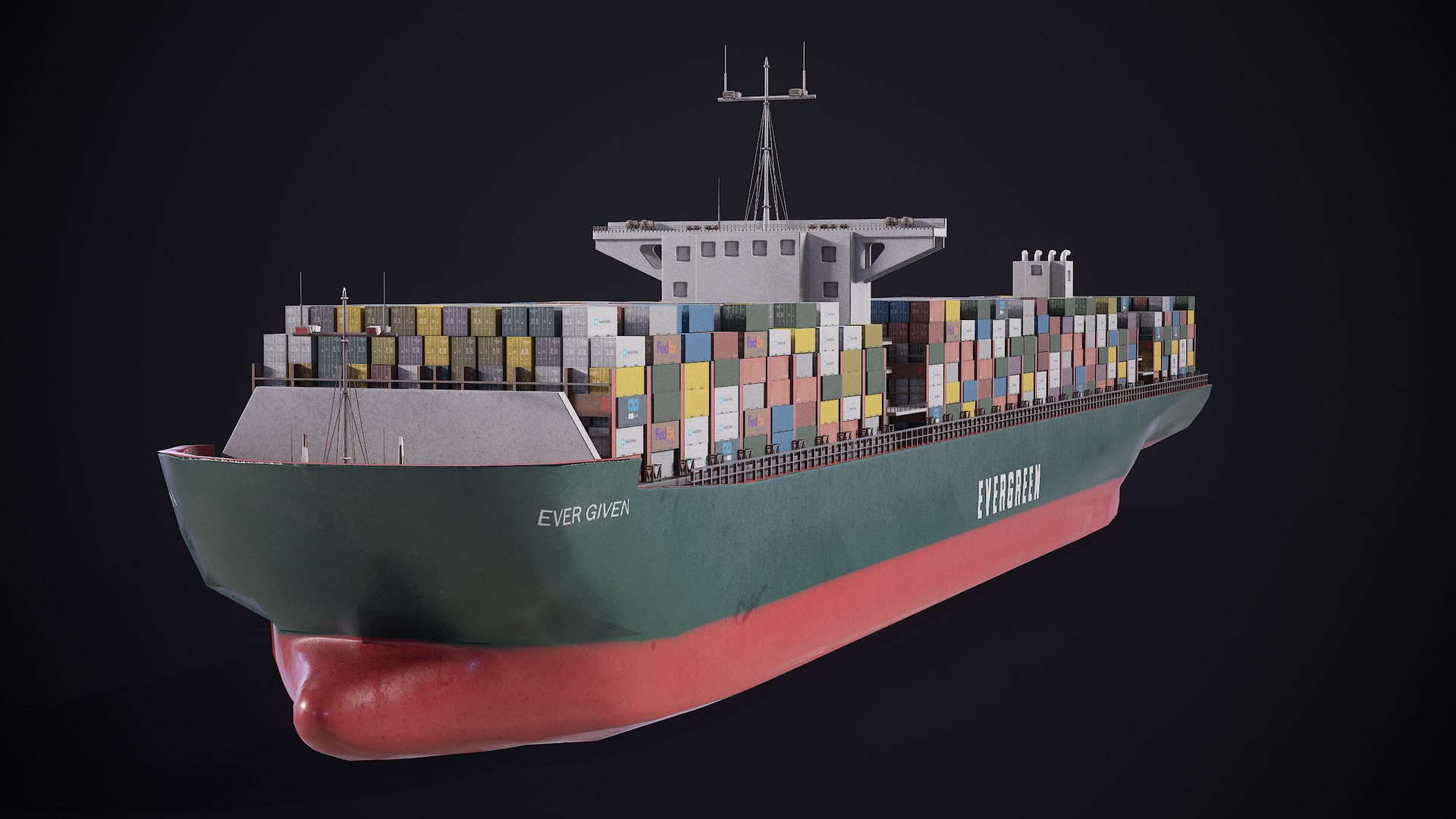Container Ship Evergreen Ever Given Lowpoly PBR 3D - TurboSquid 1750512