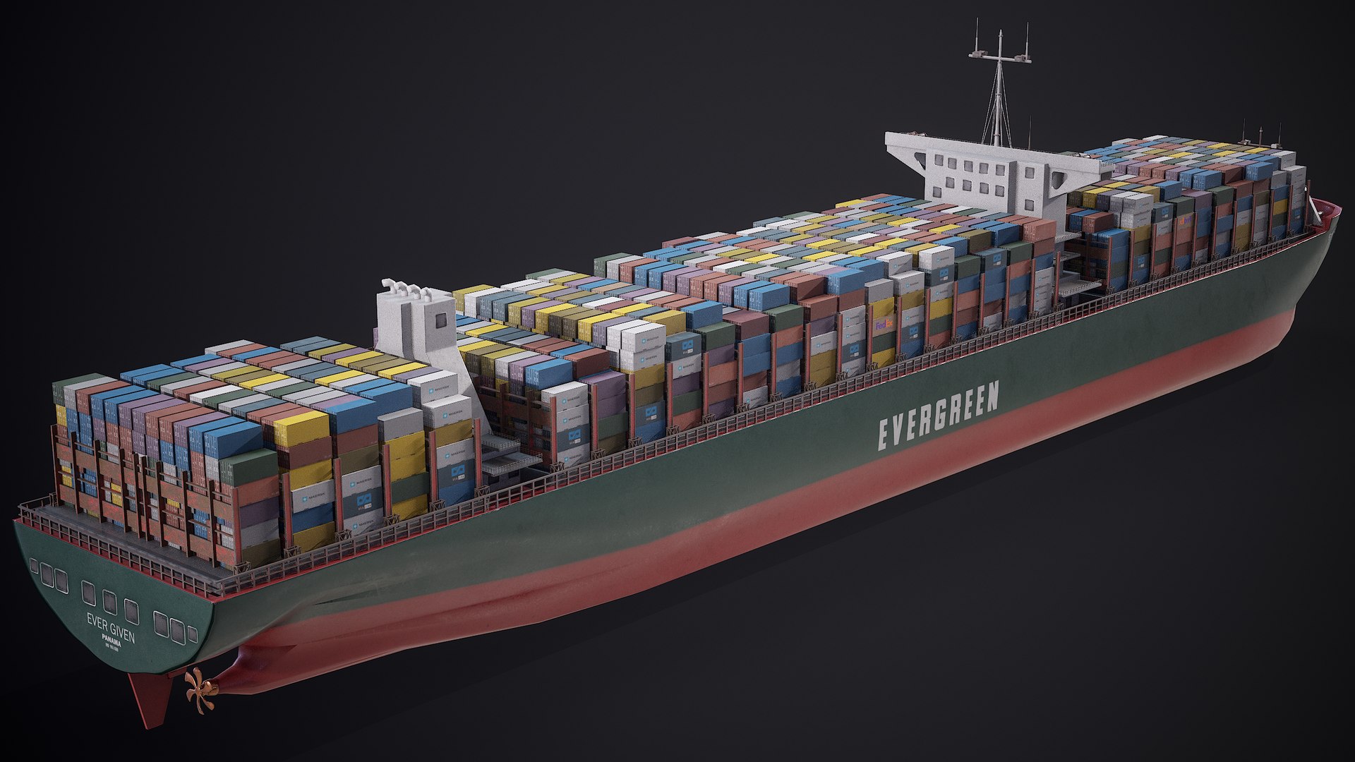 Container Ship Evergreen Ever Given Lowpoly PBR 3D - TurboSquid 1750512
