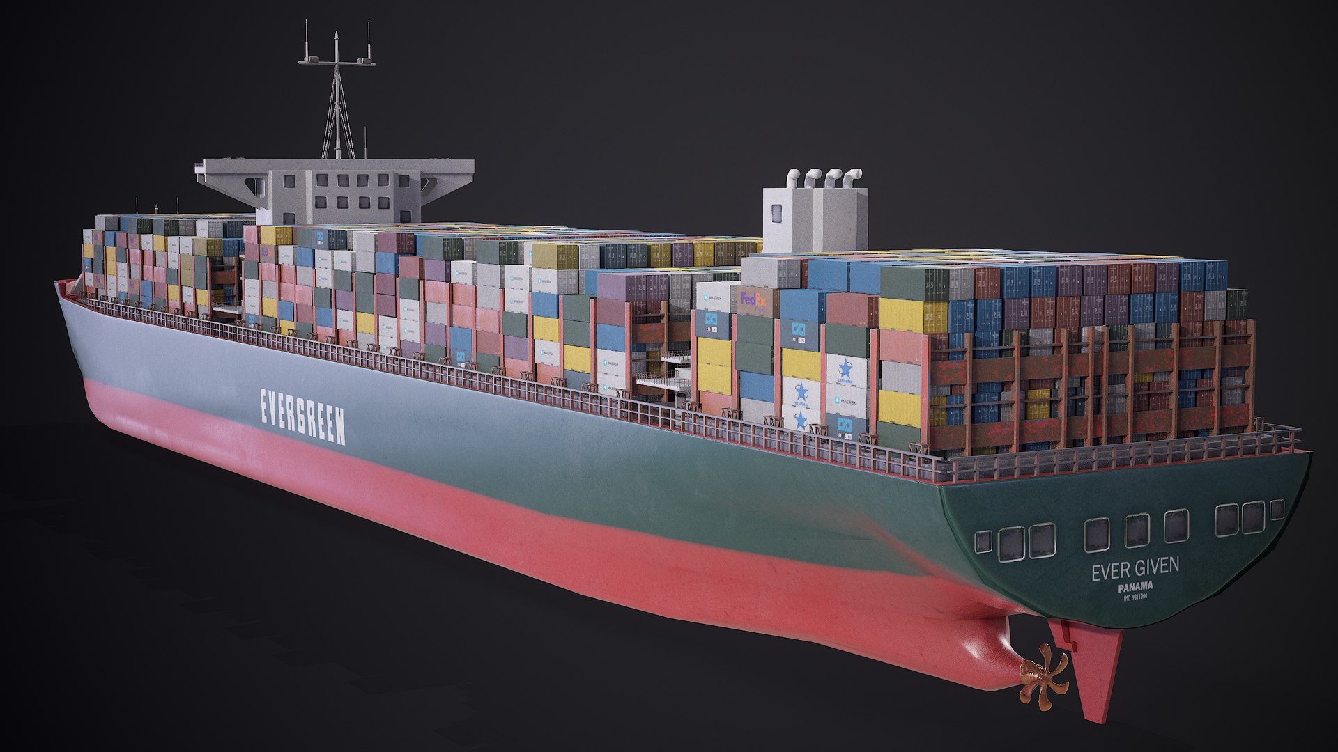 Container Ship Evergreen Ever Given Lowpoly PBR 3D - TurboSquid 1750512