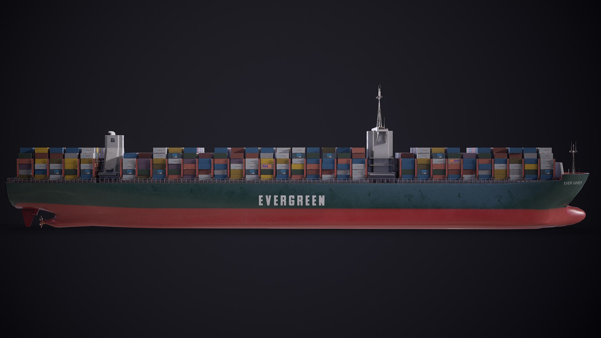 Container Ship Evergreen Ever Given Lowpoly PBR 3D - TurboSquid 1750512