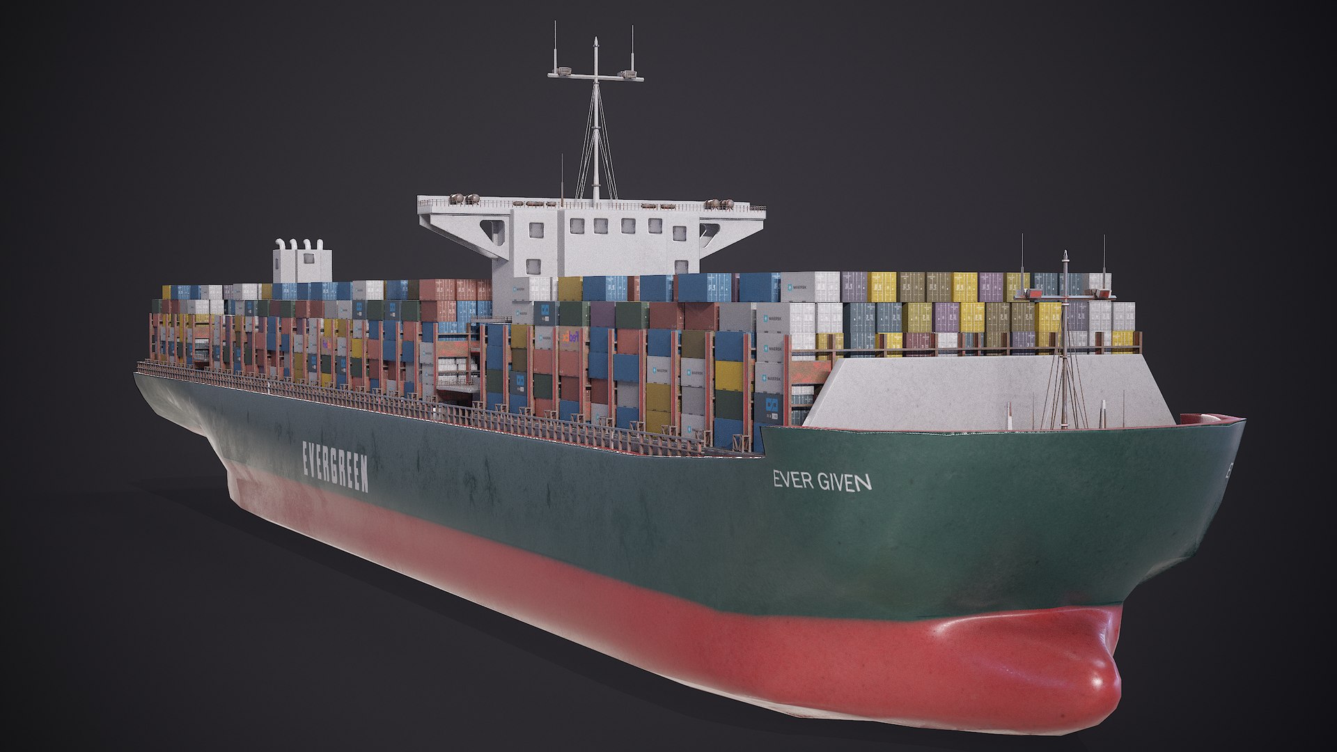 Container Ship Evergreen Ever Given Lowpoly PBR 3D - TurboSquid 1750512