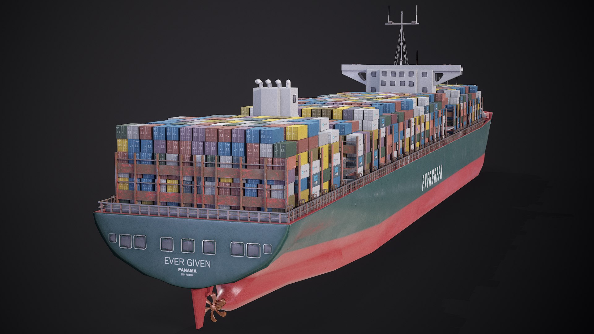 Container Ship Evergreen Ever Given Lowpoly PBR 3D - TurboSquid 1750512