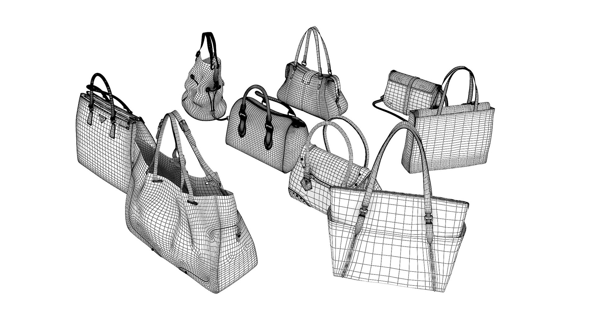 Realistic Women Bags Set 3D Model - TurboSquid 1299891