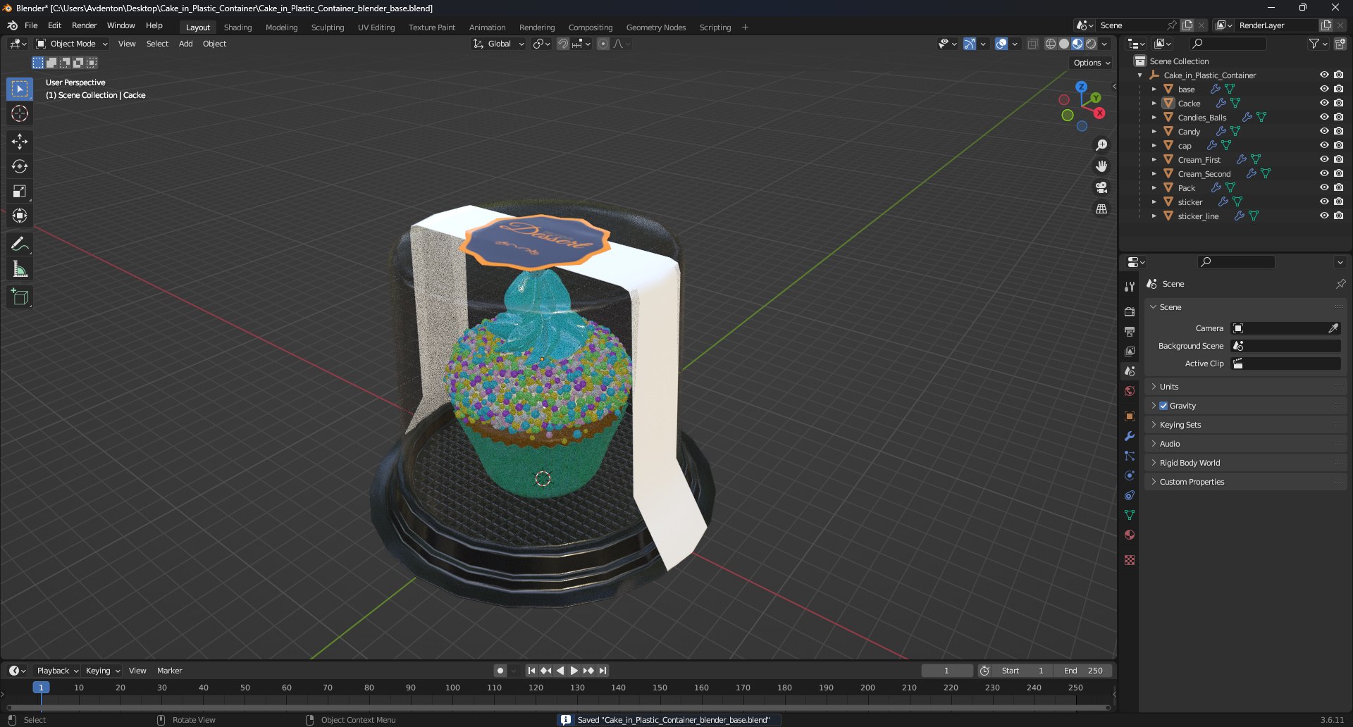 Cake In Plastic Container 3D - TurboSquid 2303804