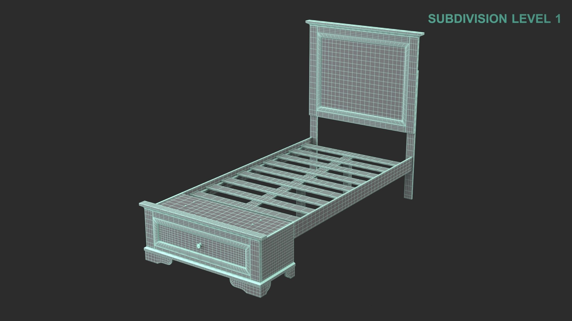 3D Twin XL Bed Frame Model - TurboSquid 2046572