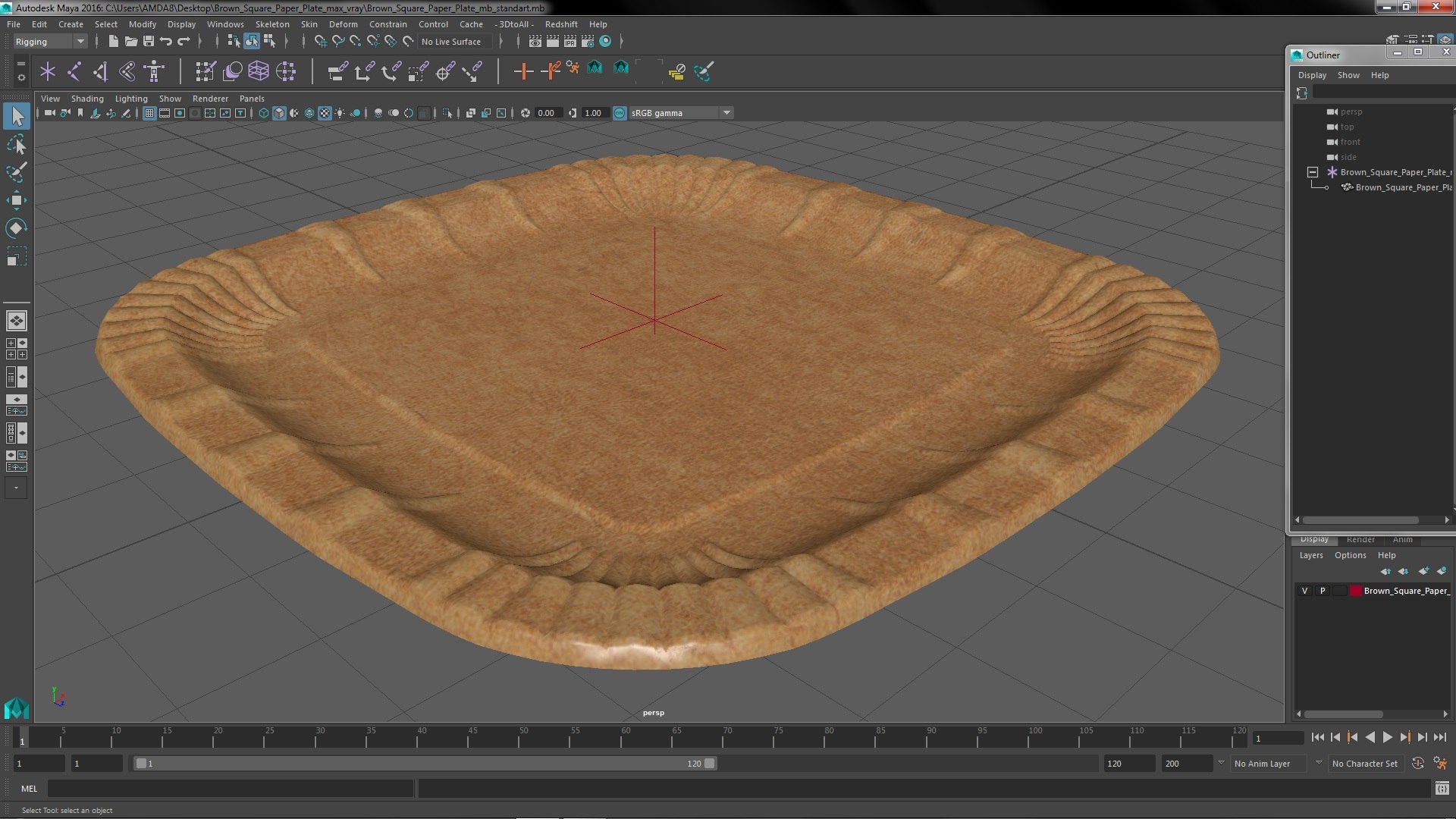 3D Brown Square Paper Plate - TurboSquid 2086198