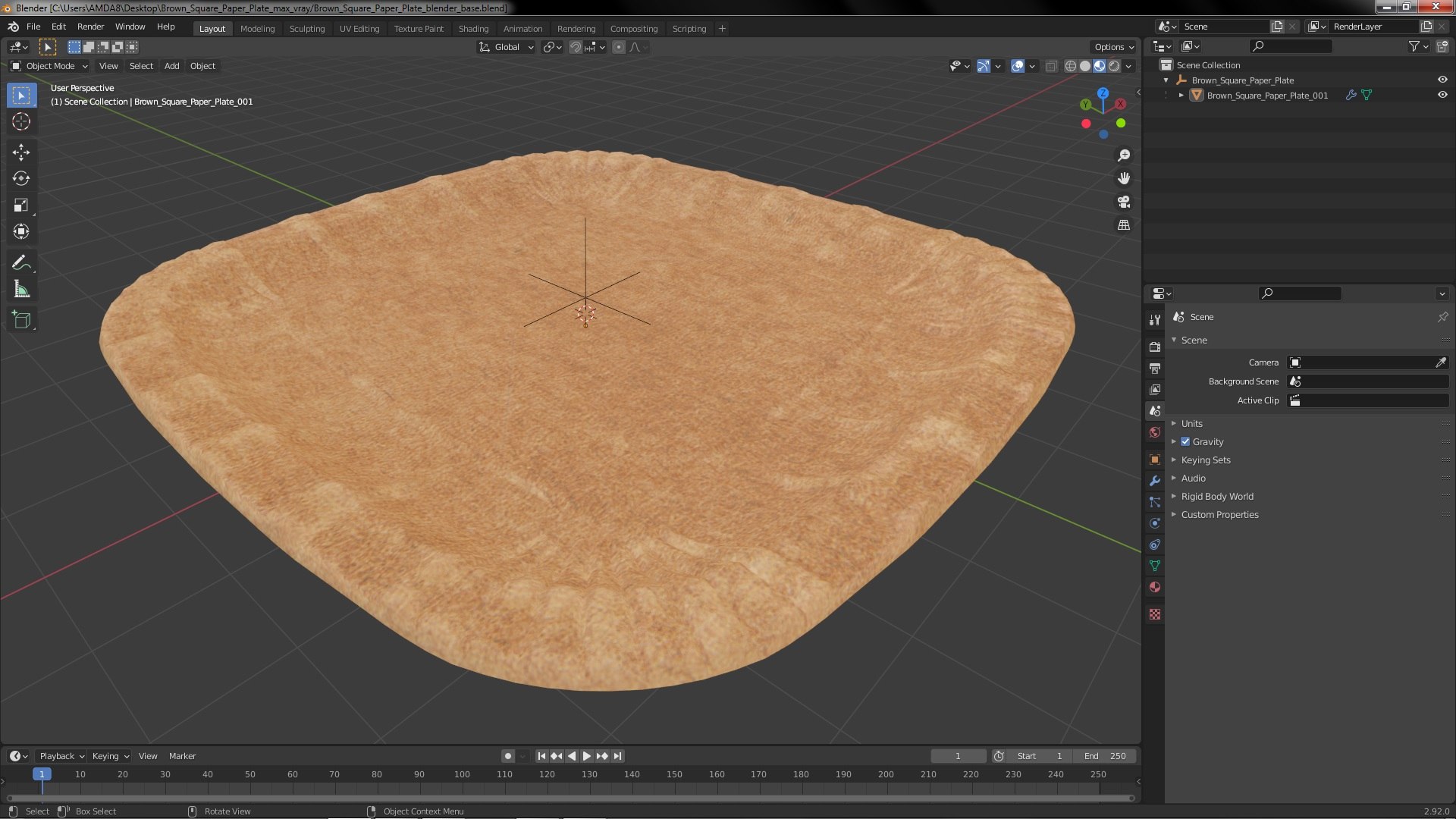 3D Brown Square Paper Plate - TurboSquid 2086198