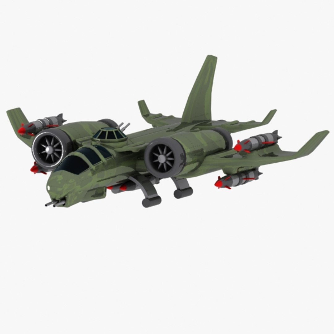 Cartoon Fighter Aircraft 3d Model