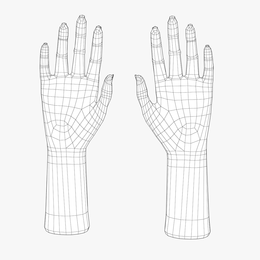 3d rigged female hand realistic
