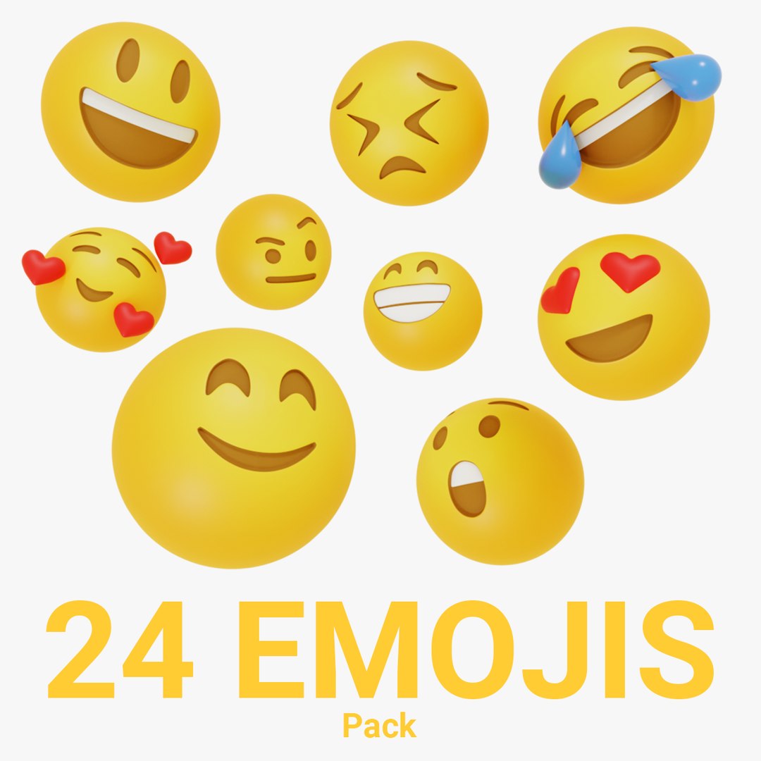 24 Emojis pack 3D model - TurboSquid 1947352