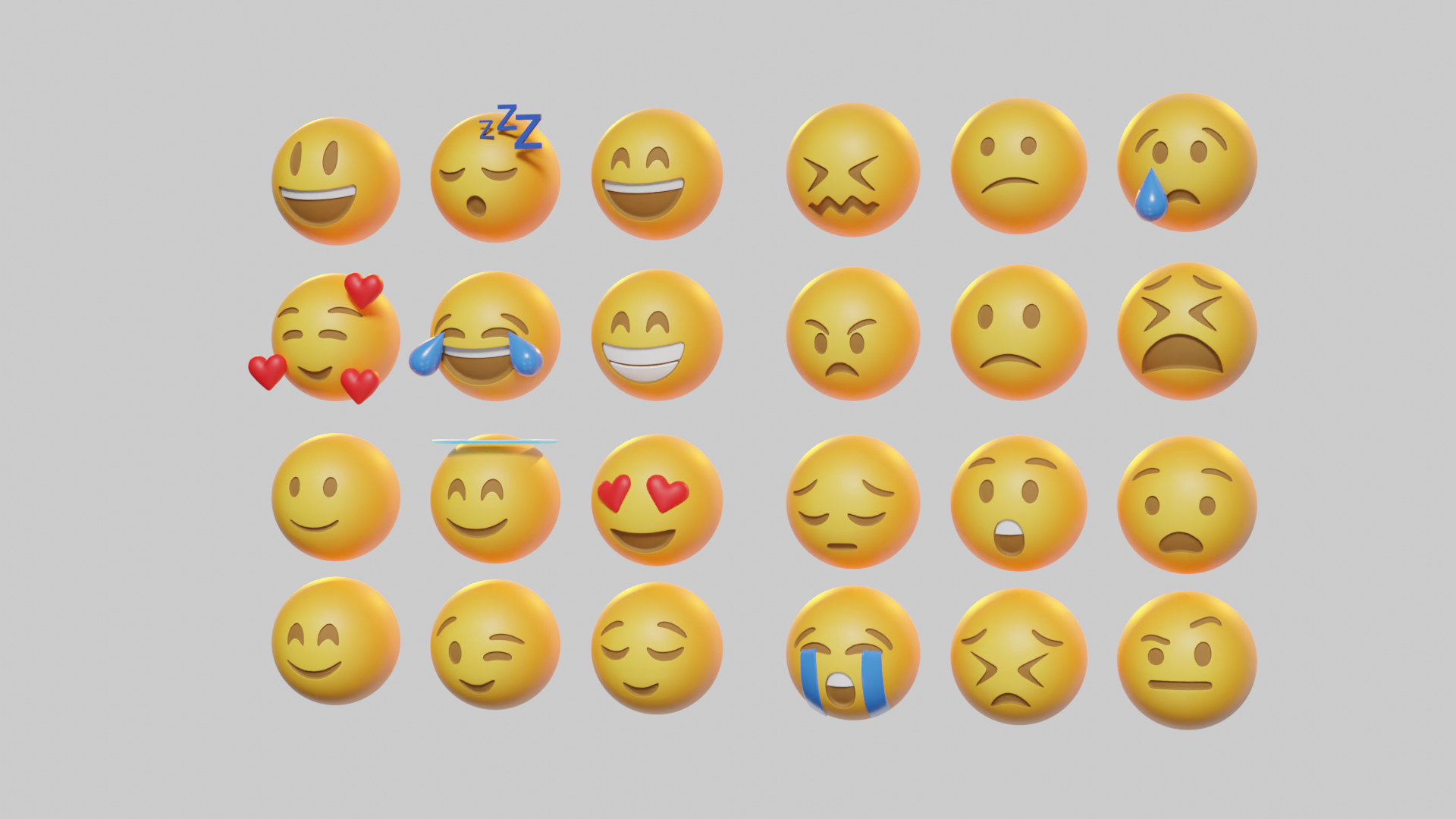 24 Emojis Pack 3D Model - TurboSquid 1947352