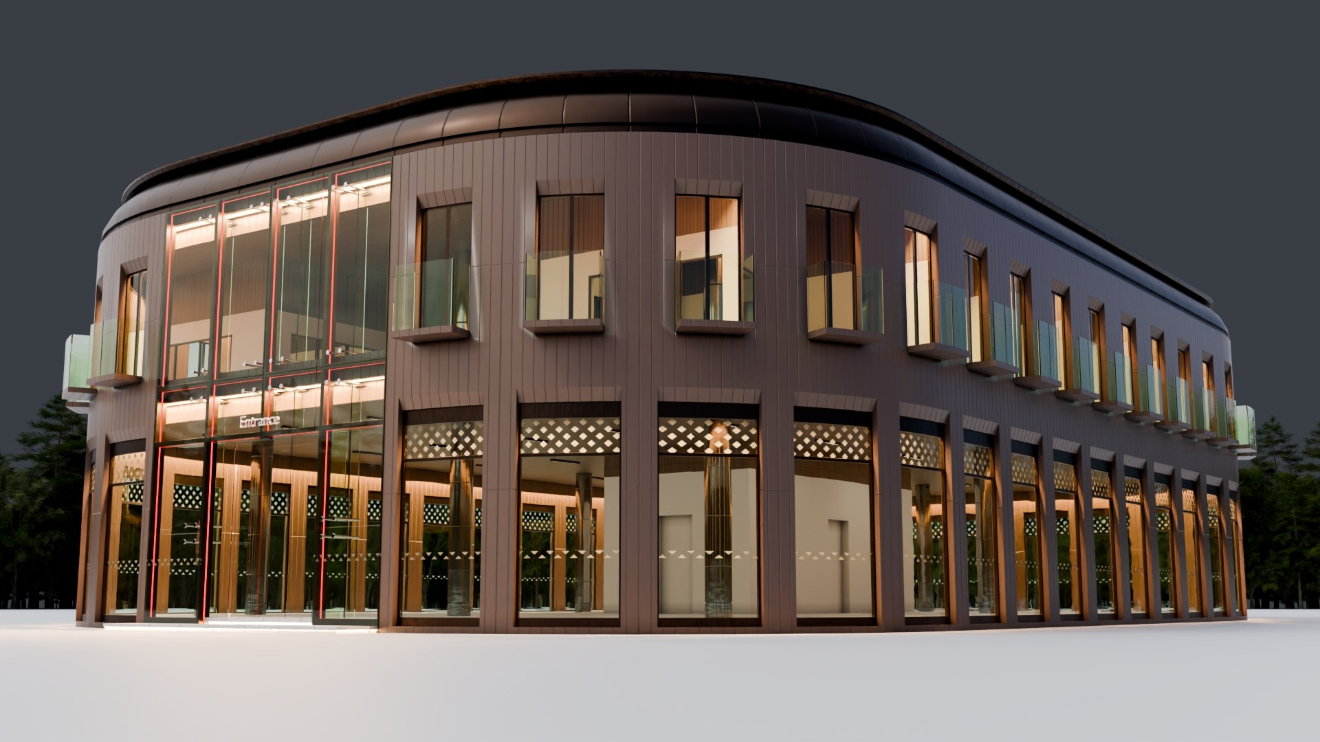 Modern Museum Organic Building Model - TurboSquid 2396882