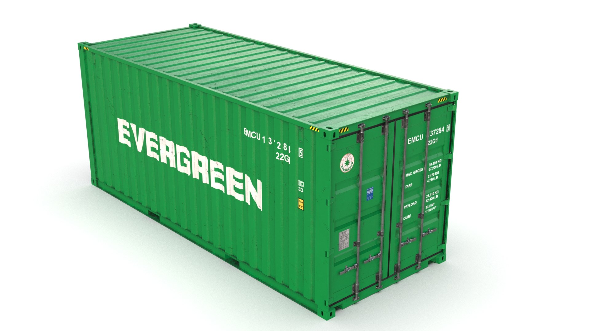 20 Ft EVERGREEN Standard Shipping Container 3D Model - TurboSquid 2004898