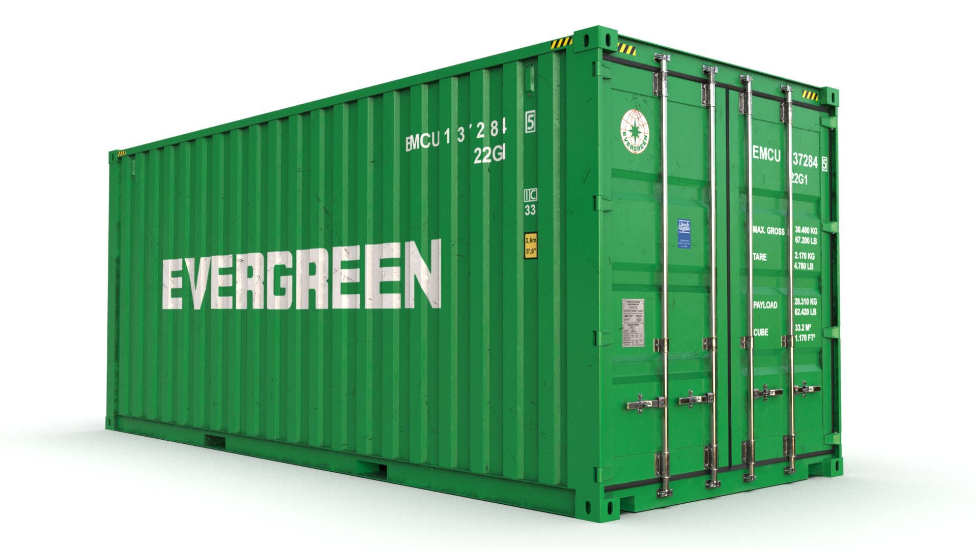 20 Ft EVERGREEN Standard Shipping Container 3D Model - TurboSquid 2004898