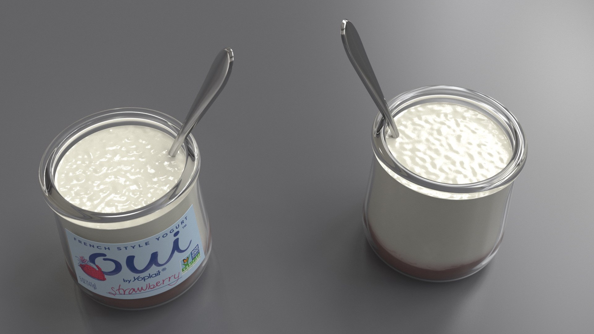 Strawberry Yogurt Container With Spoon 3D Model - TurboSquid 2277722