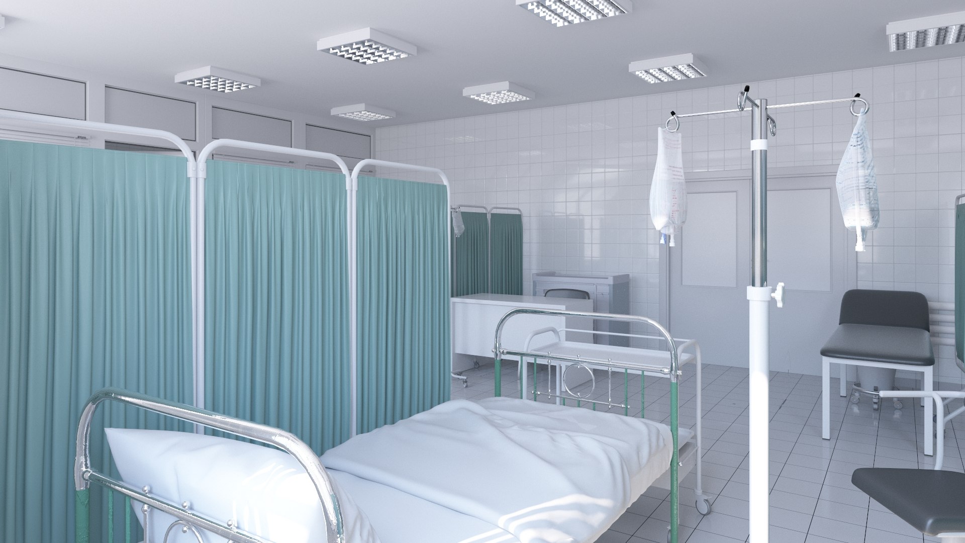 Hospital Patient Ward Room 6 3D - TurboSquid 2012633