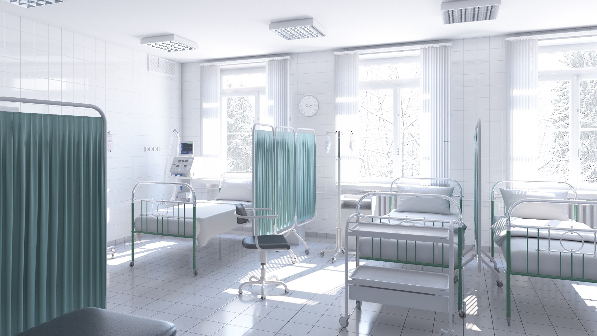 Hospital Patient Ward Room 6 3D - TurboSquid 2012633