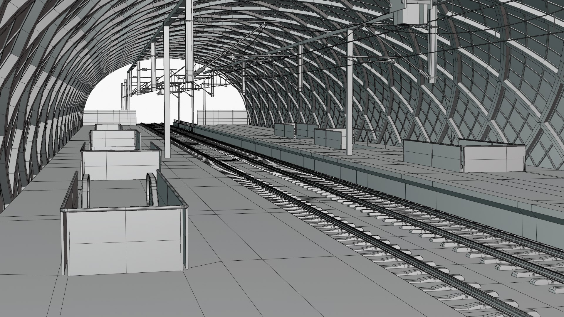 3D Railway station with locomotive model - TurboSquid 1724240