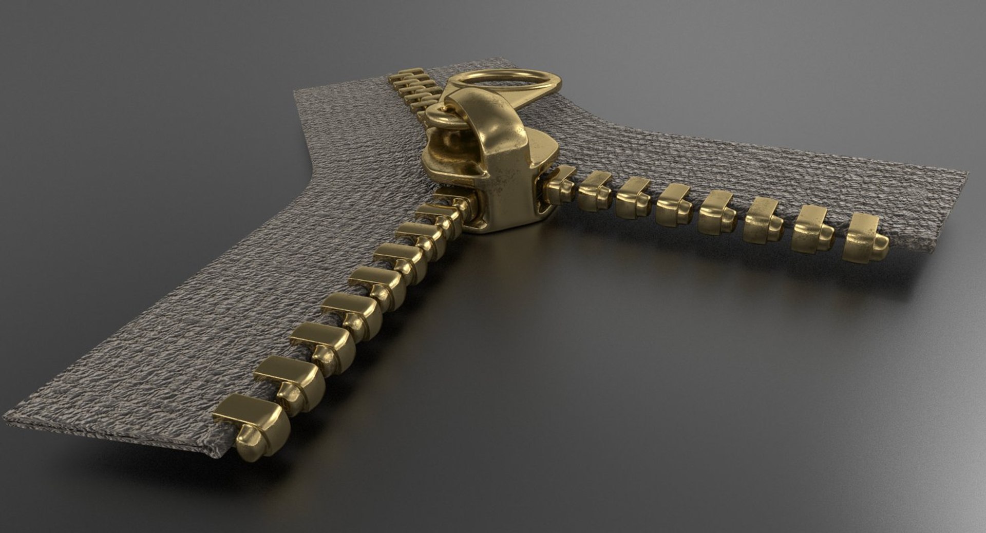 3d Metal Zipper Brass